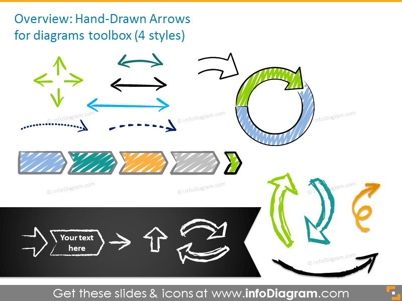Handdrawn arrows set in four styles