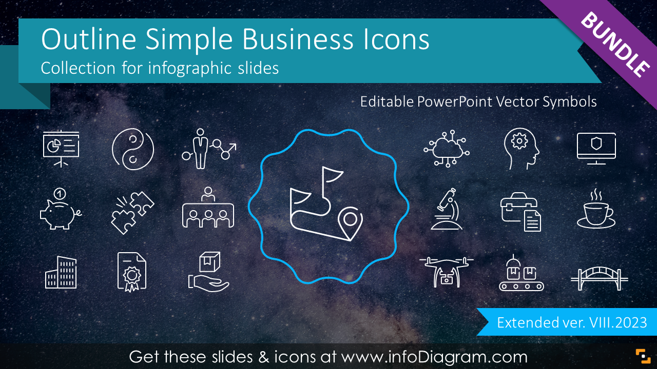 1000 Outline PPT Business Icons Library For Modern PowerPoint Infographics