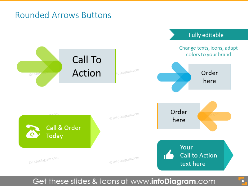 Rounded arrows button with call to action